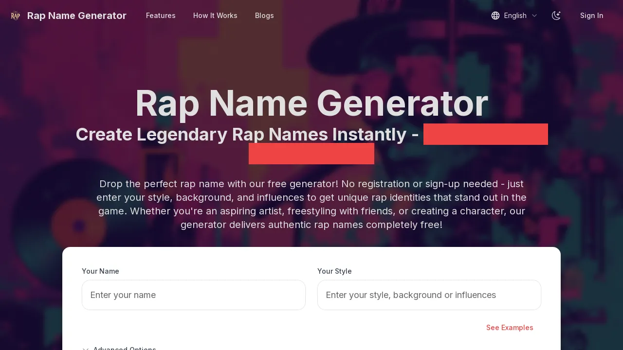 Creative Rap Name Generator for Unique Artist Identities